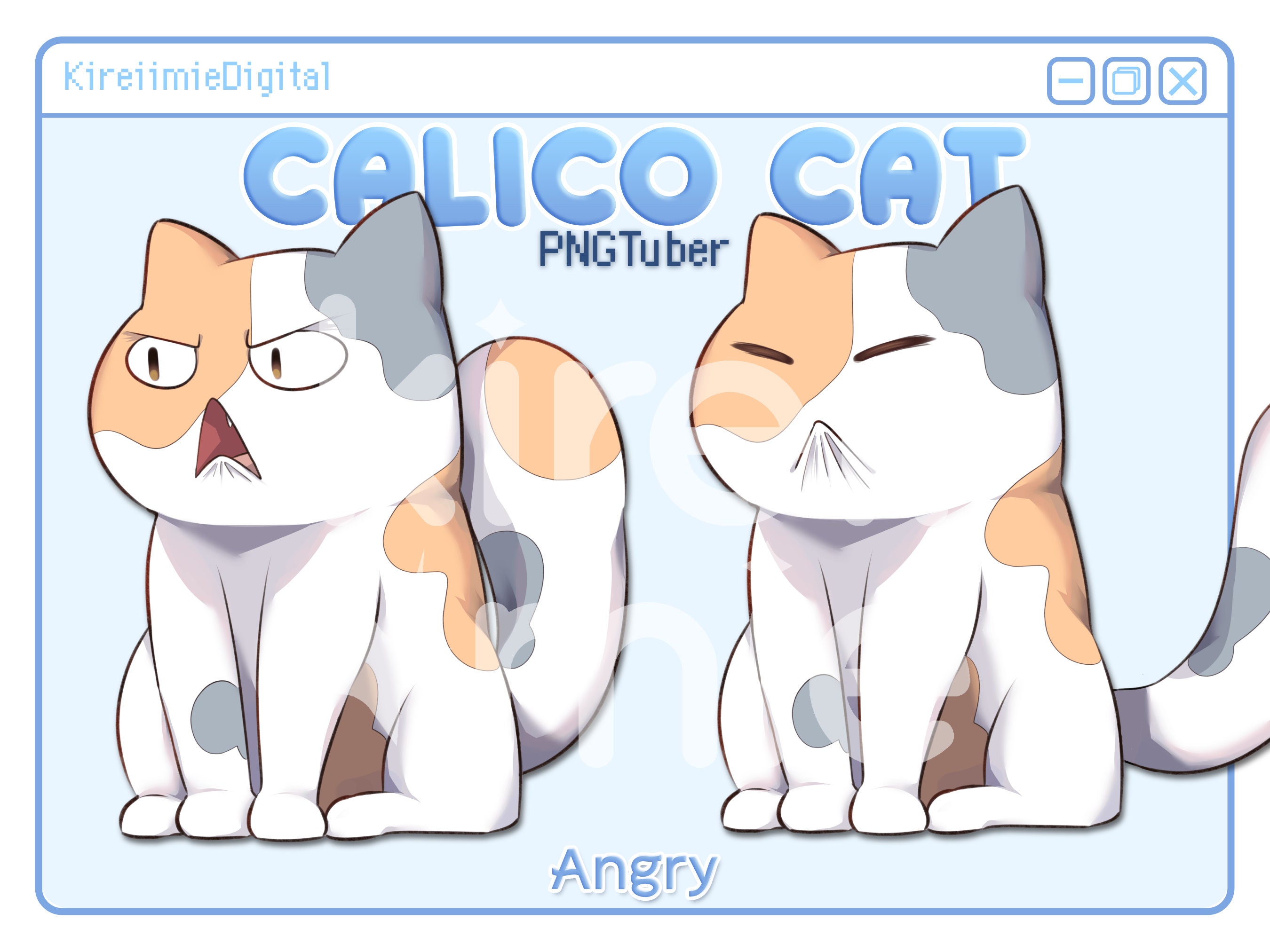 Cute Chibi Calico Cat Pngtuber W/ 4 Expressions for Twitch and ...