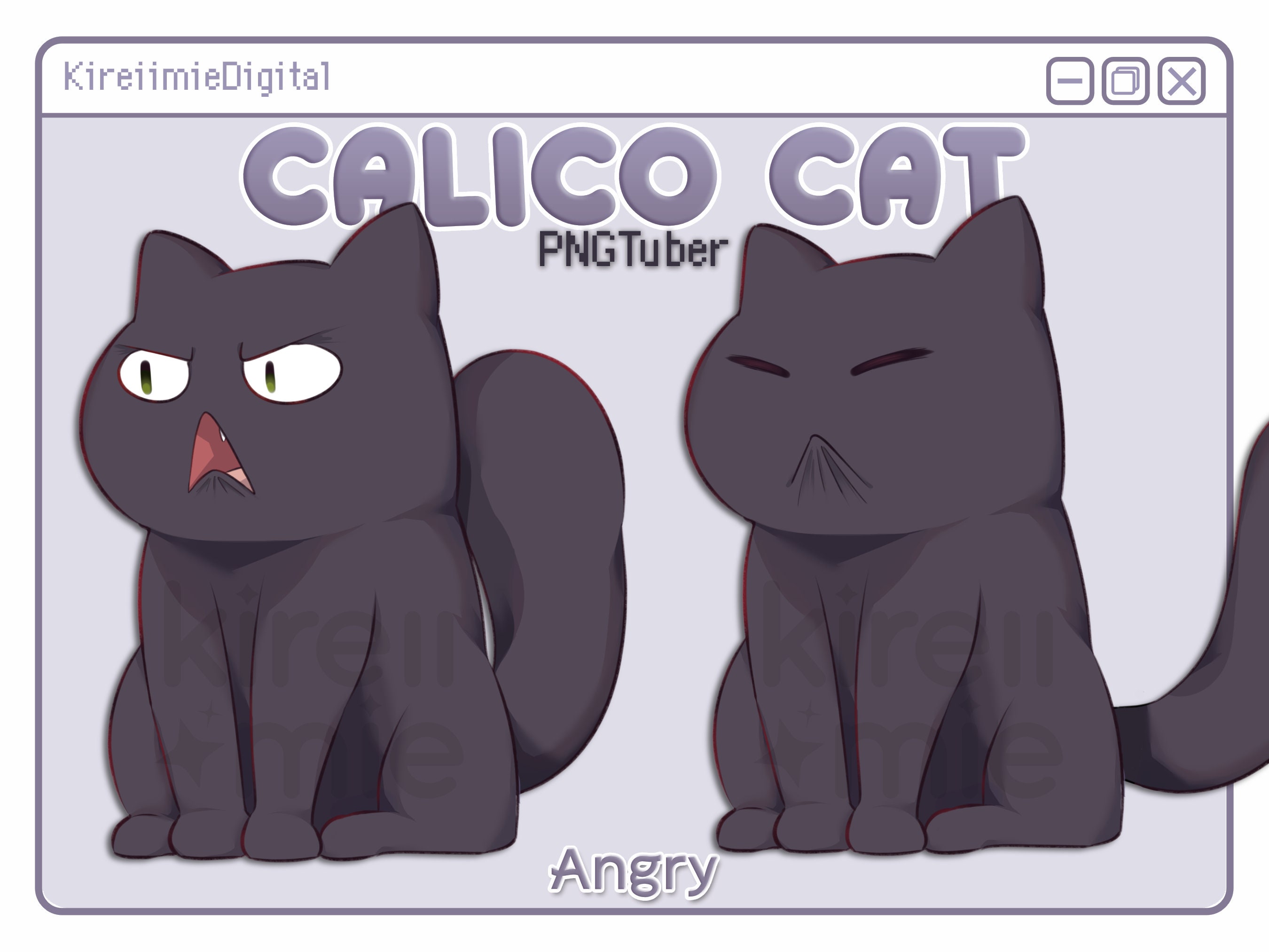Cute Chibi Black Cat Pngtuber W/ 4 Expressions for Twitch and Streaming ...