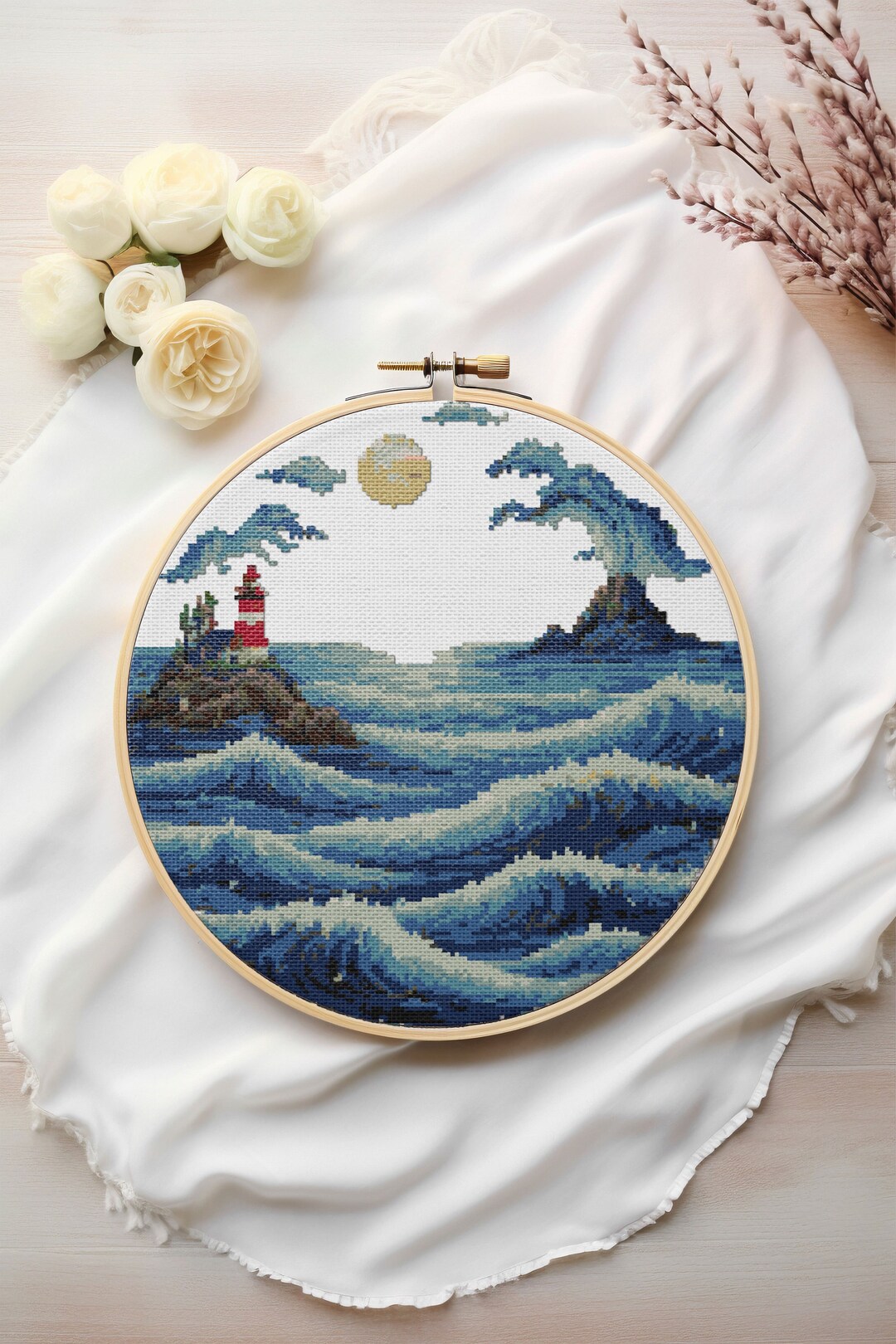 Ocean Cross Stitch Pattern, Modern Ocean Counted, Embroidery Pattern ...
