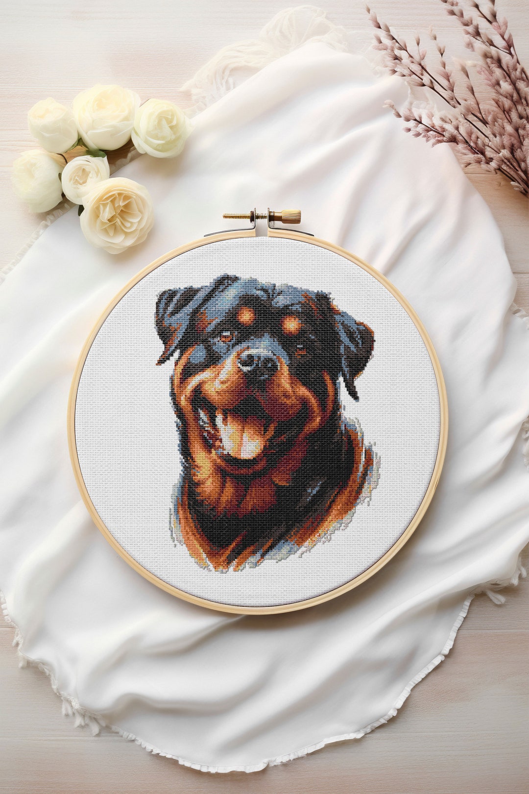 Rottweiler Portrait Cross Stitch Pattern: Dog Breed Design (PDF ...
