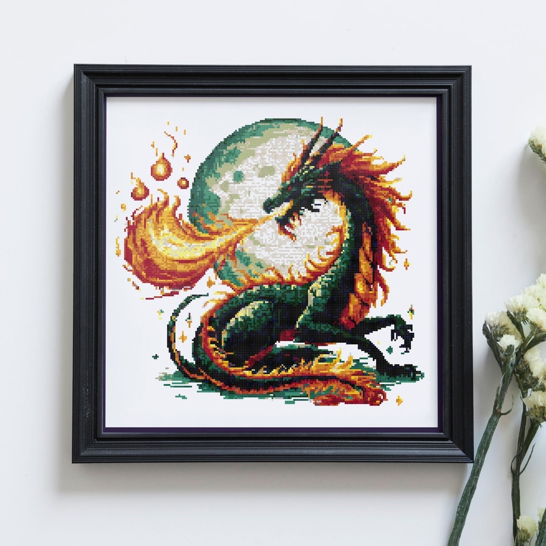 Fantasy Dragon Cross Stitch Pattern, Cosmic Design (PDF Pattern) - Etsy