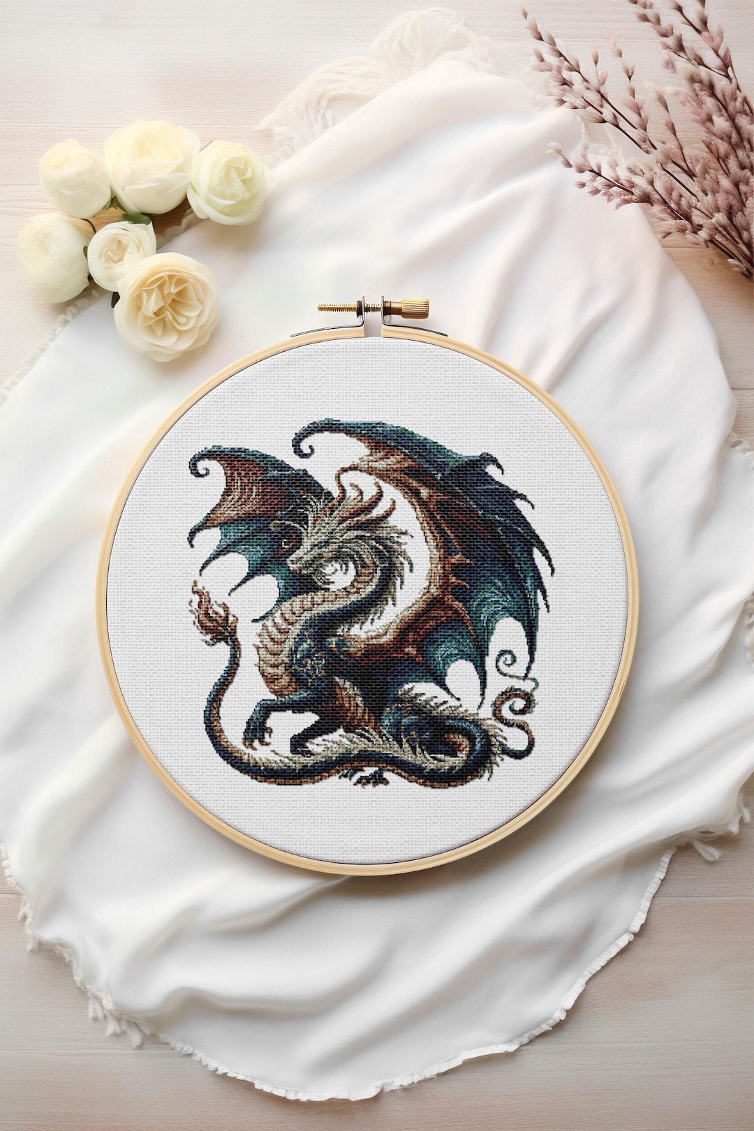 Dragon Cross Stitch Pattern PDF, Dragon Counted Cross Stitch, Fantasy ...