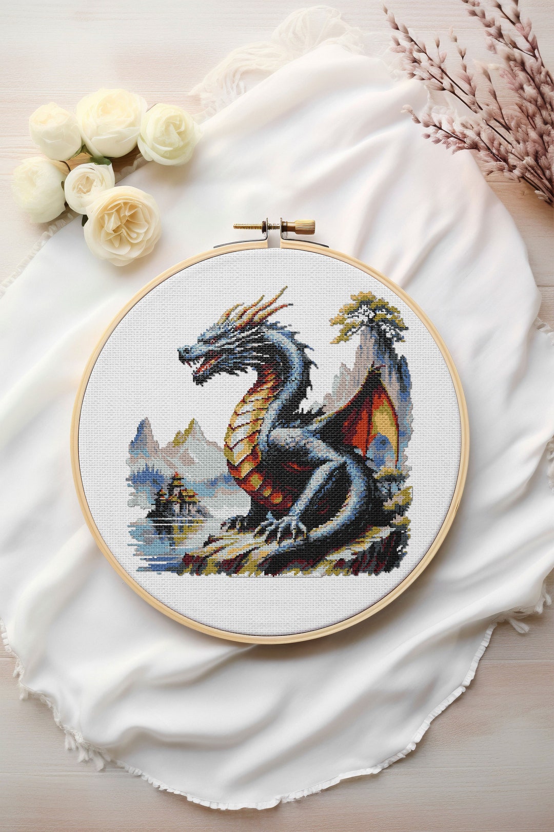 Dragon Cross Stitch Pattern PDF, Dragon Counted Cross Stitch, Fantasy ...