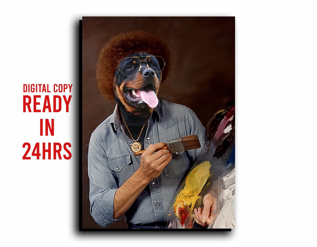 Bob Ross, Custom Bob Pet Portrait, Dog Portrait Love Gift Idea ...