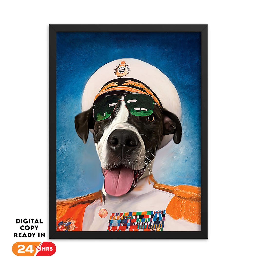 Dictator Pet Portrait: Funny General Poster, Custom Pet Gift (digital ...