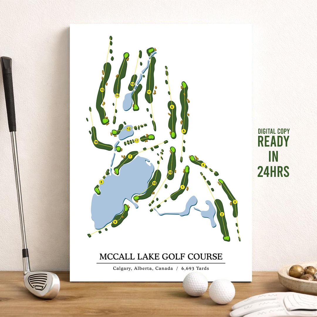 Custom Golf Course Map, Mccall Lake GOLF COURSE, Alberta, Canada , Wall ...