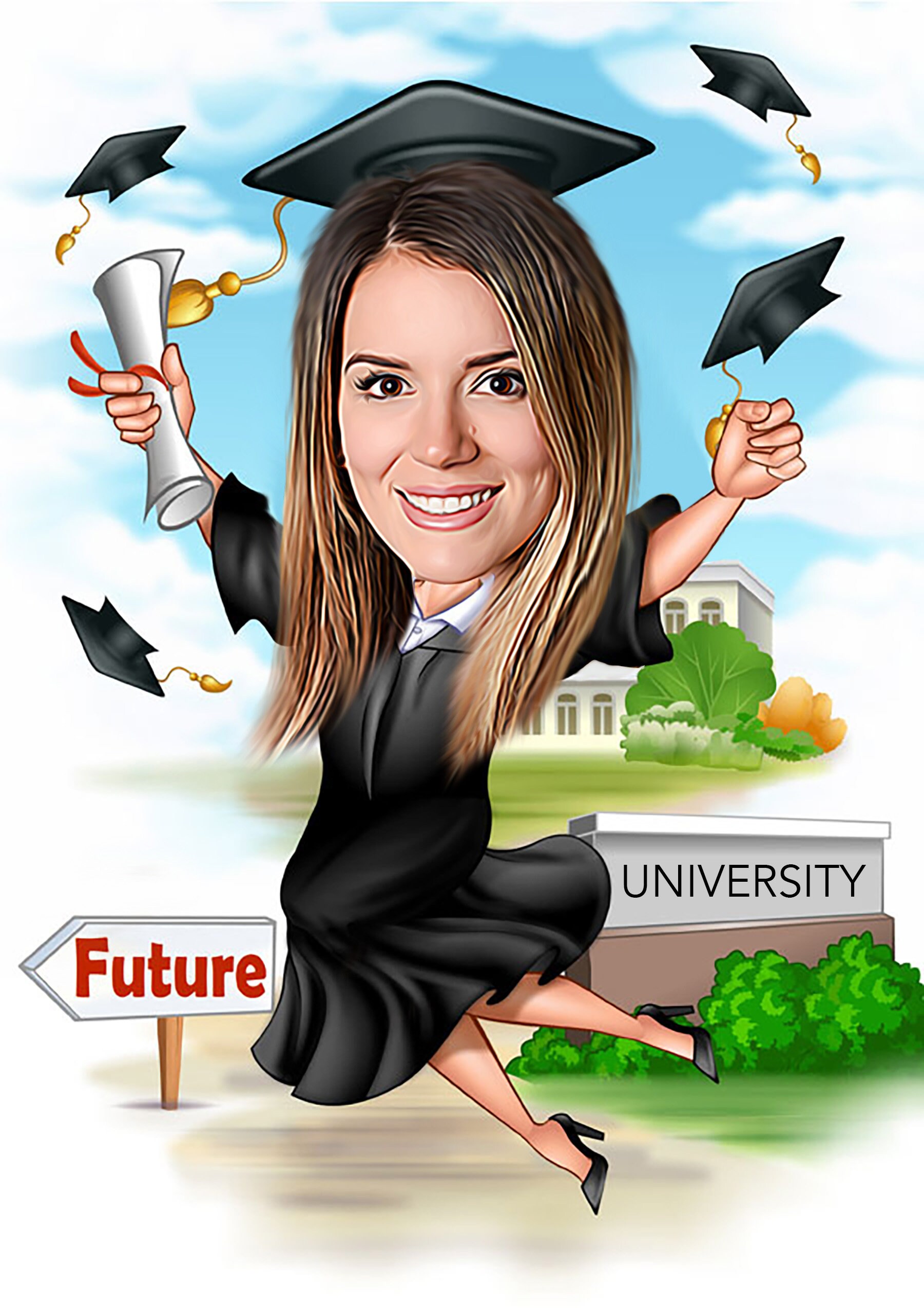 Graduation, Customized Graduation Cartoon Faces, Caricature Gift, Gift ...