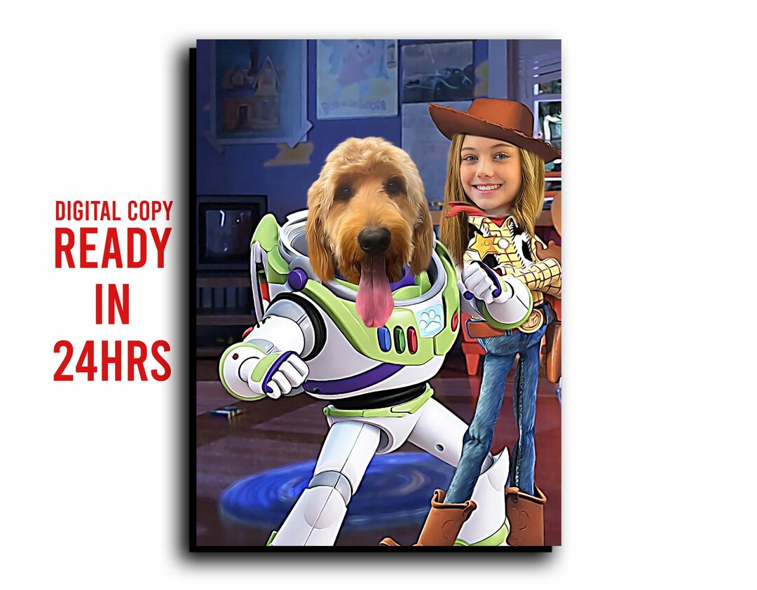 Custom Buzz and Woody, Pet and Child Portrait, Custom Pet Portrait, Funny Custom Woody Poster ...