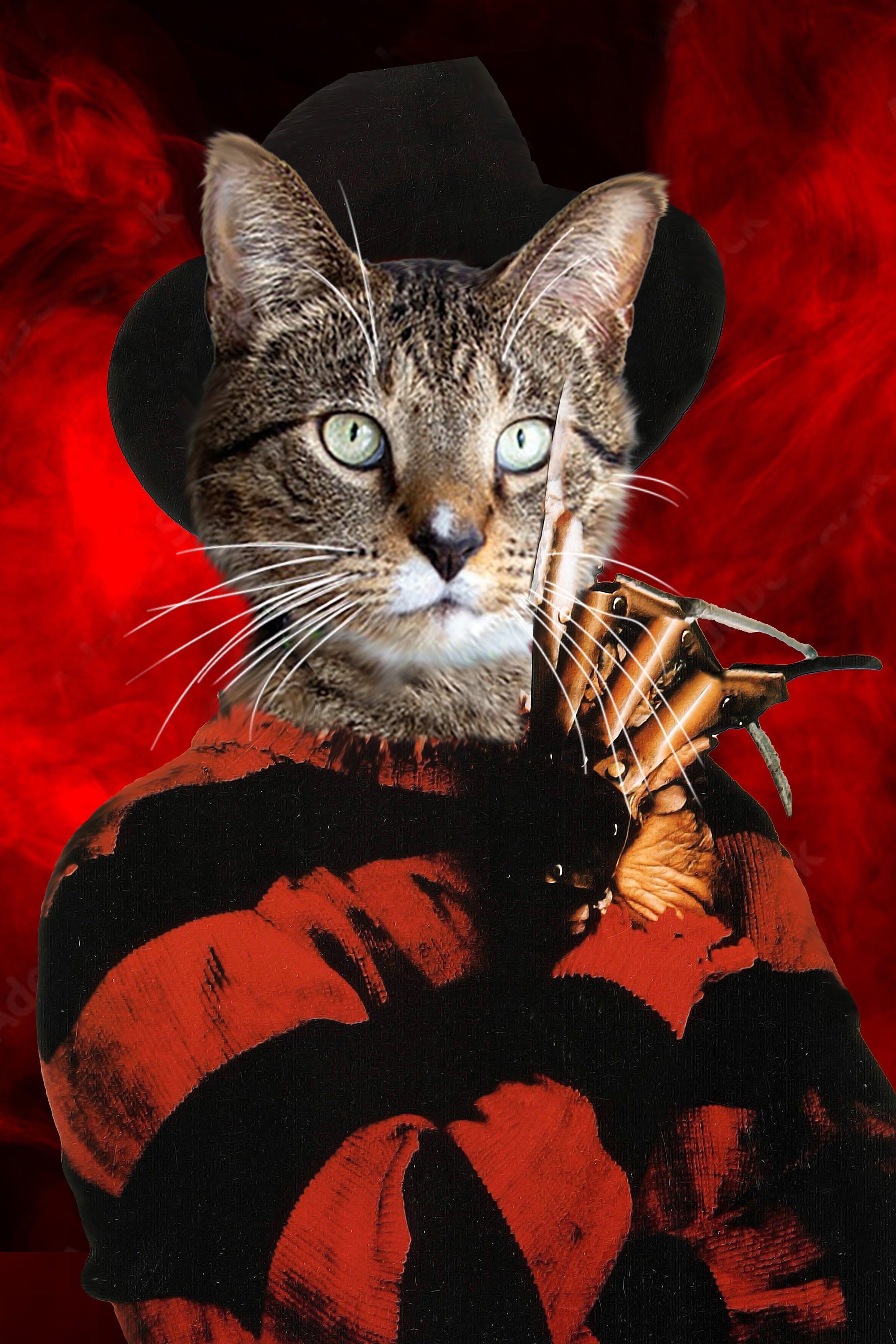Custom Freddy Krueger Cat Portrait Dog Portrait Funny Pet - Etsy