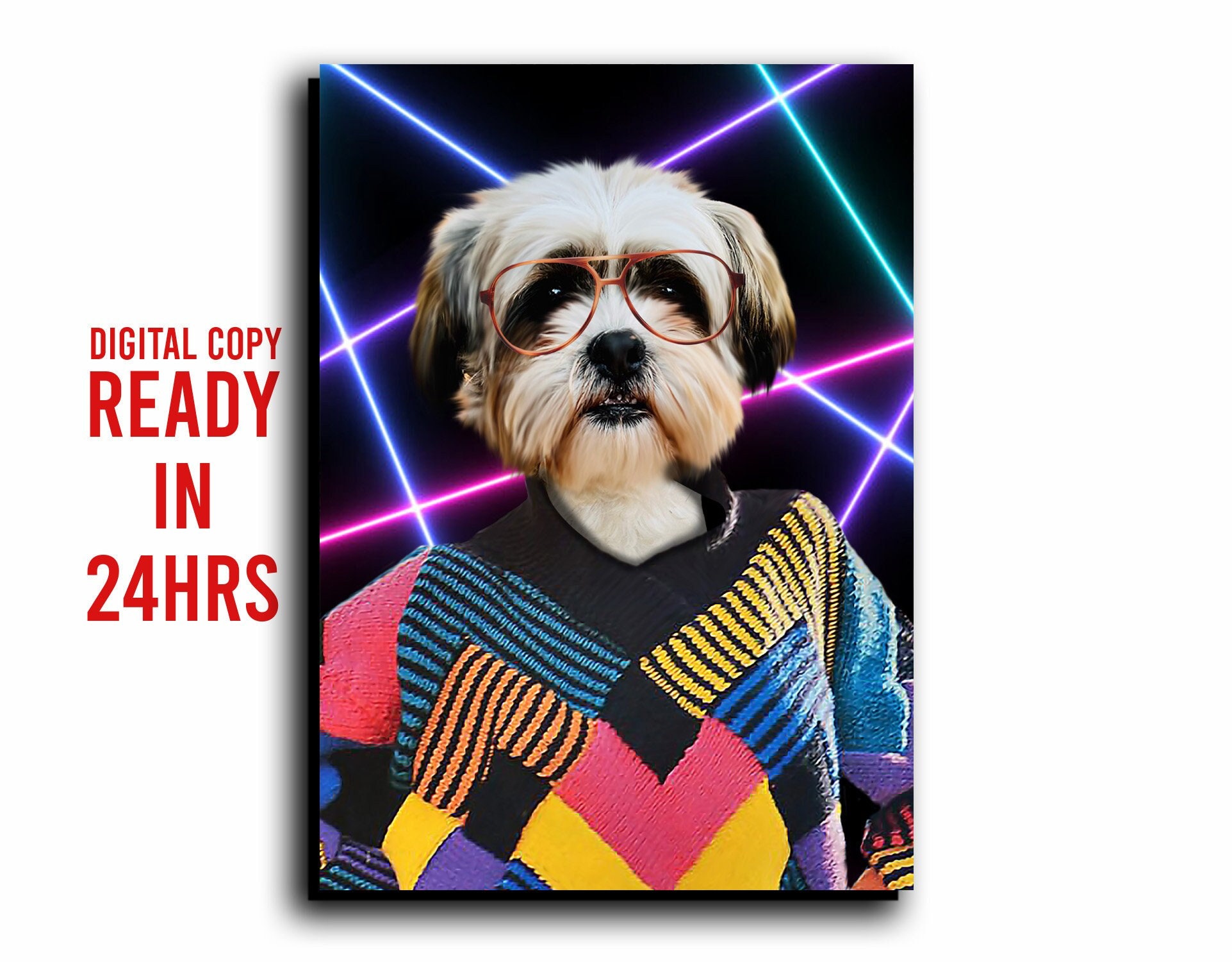 80s and 90's, Retro Pet Wall Poster, Custom Retro Pet Portrait, Custom ...