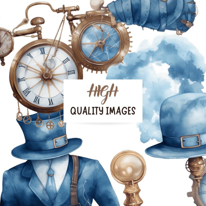 Blue Steampunk Clipart Pack - Over 55 High Definition PNG Images - Etsy