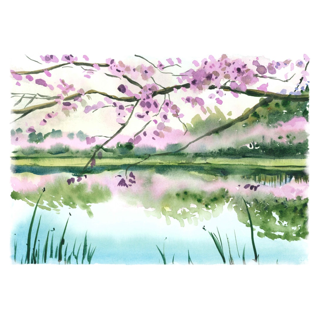Japan Painting Original Painting Watercolor Painting Hanami Season Art ...