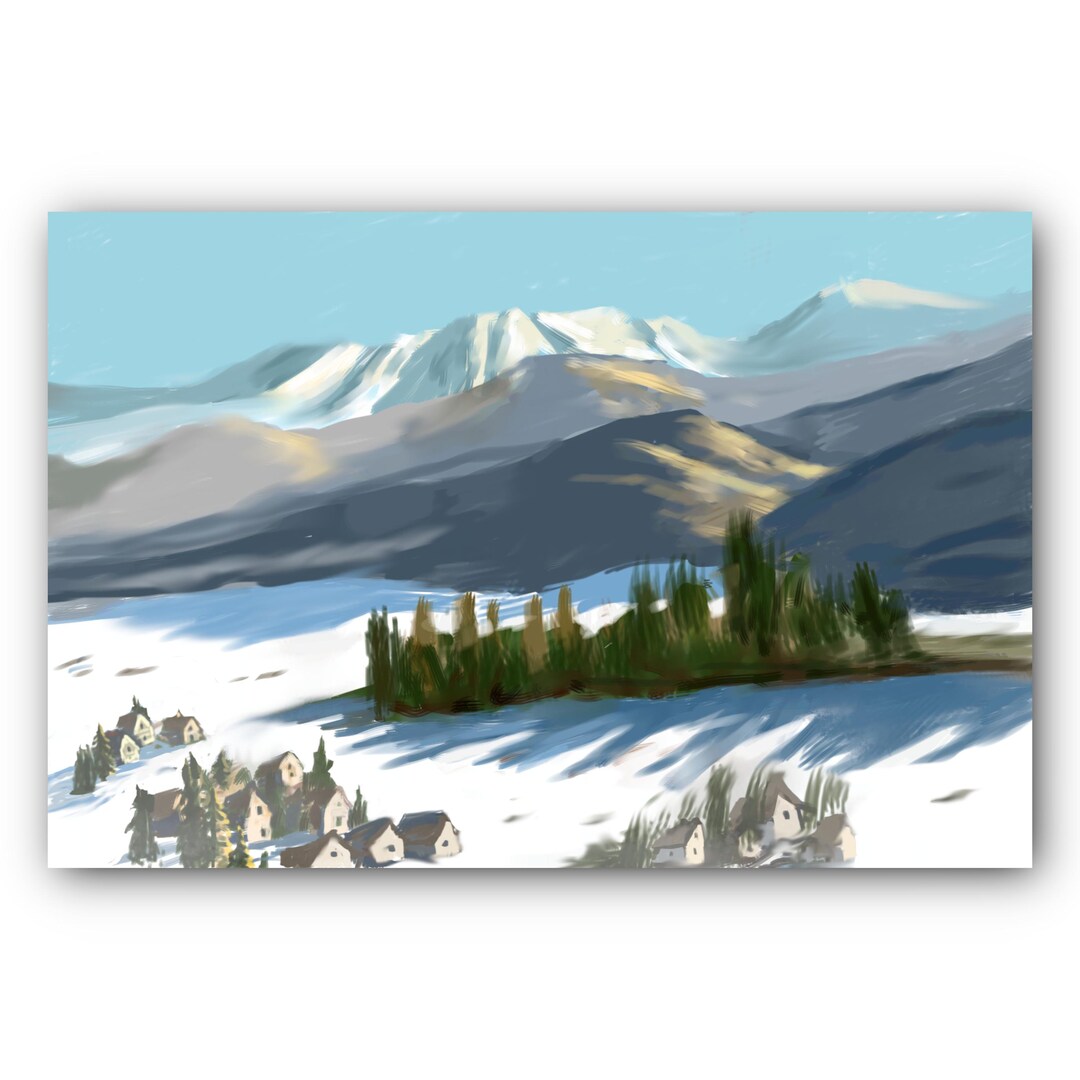 Zakopane Winter Mountain Art: Handmade Poland Digital Drawing - Etsy