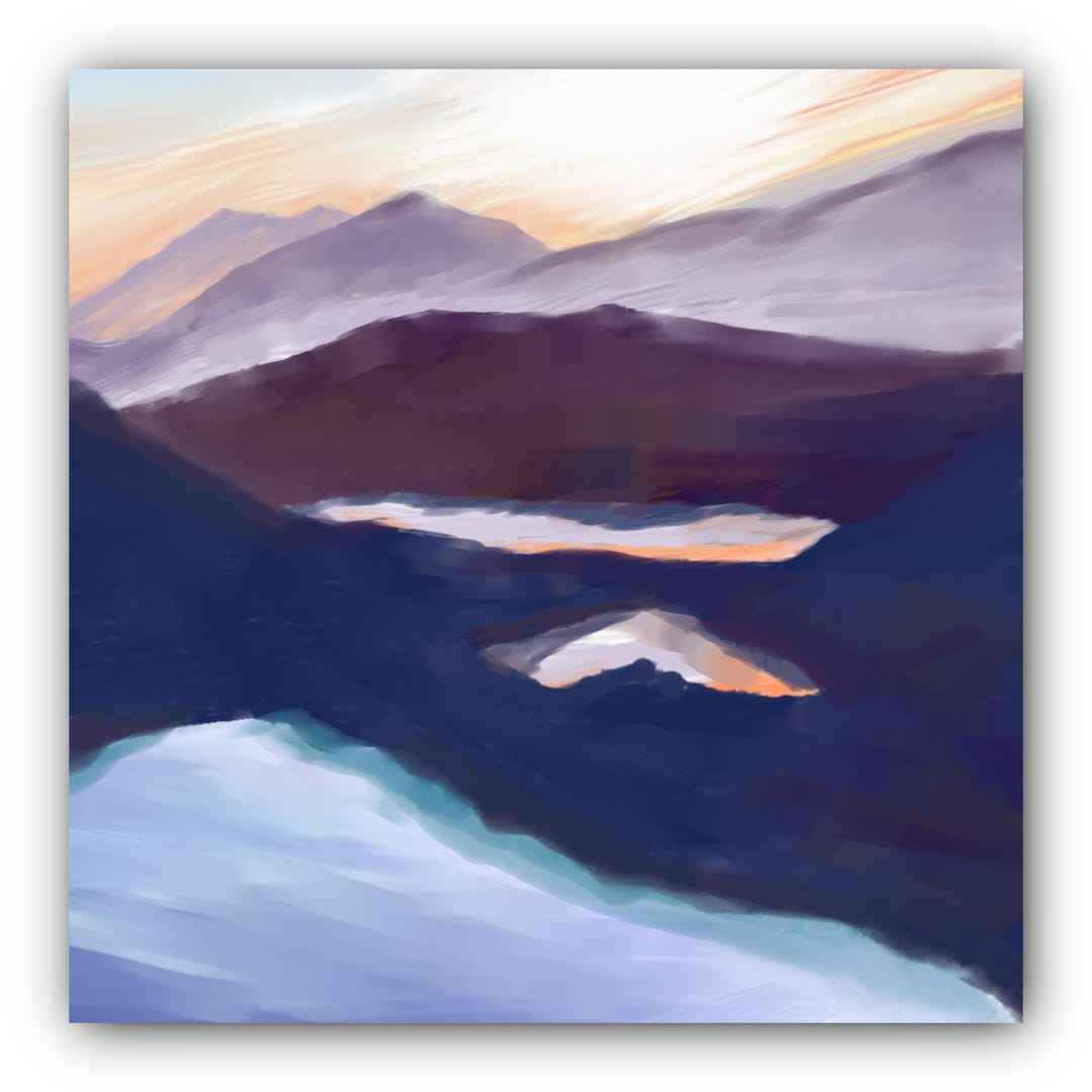 Interlaken Art Wall Art Alpine Landscape Dusk Art Alps Painting ...