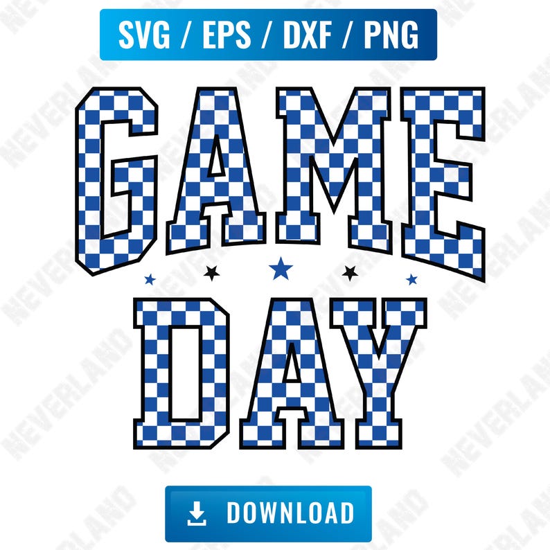 Retro Checkered Game Day Blue – PNG, SVG, PDF, Dxf, Eps Files for ...