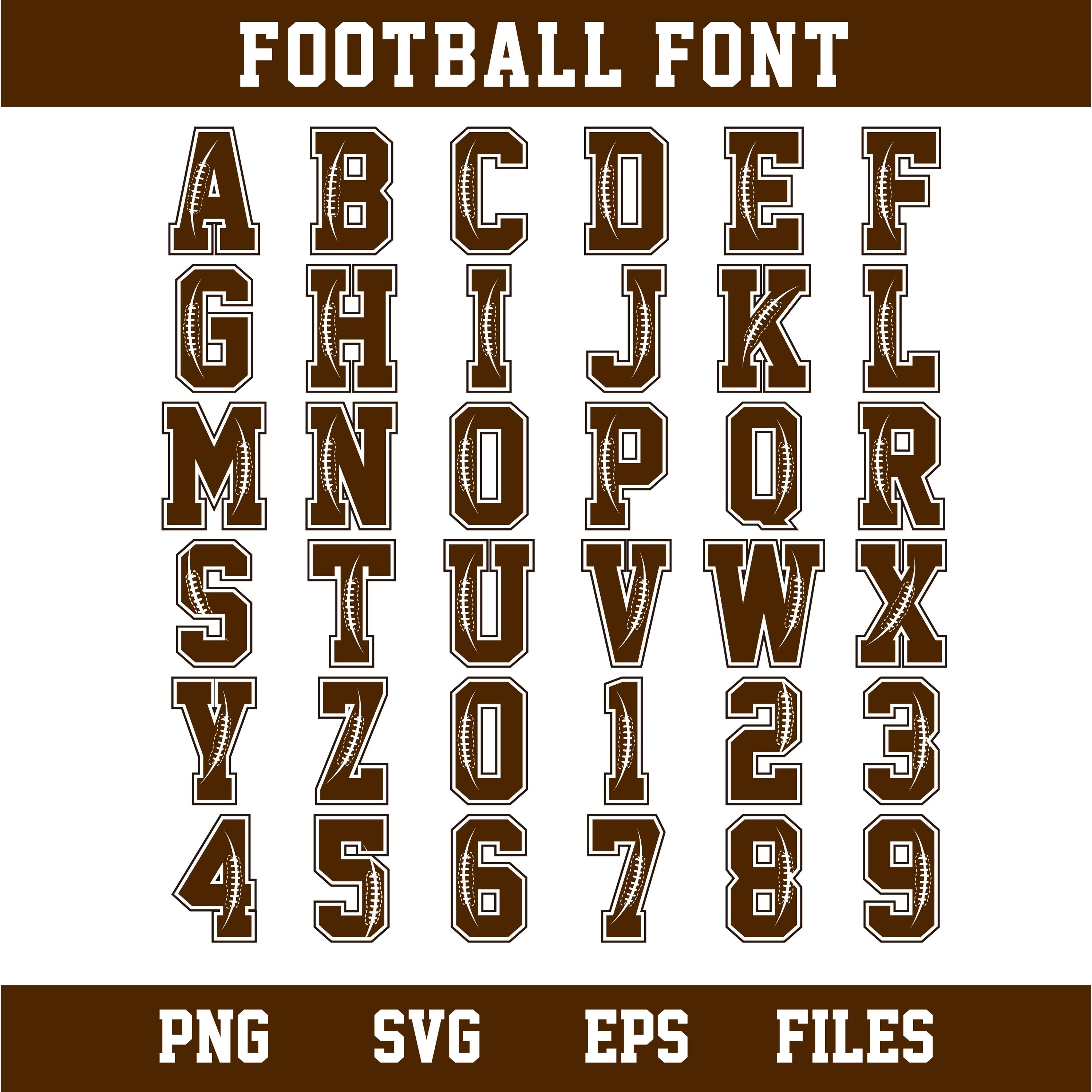 Football SVG Alphabet & Numbers Bundle, Varsity Font SVG, PNG Sports ...