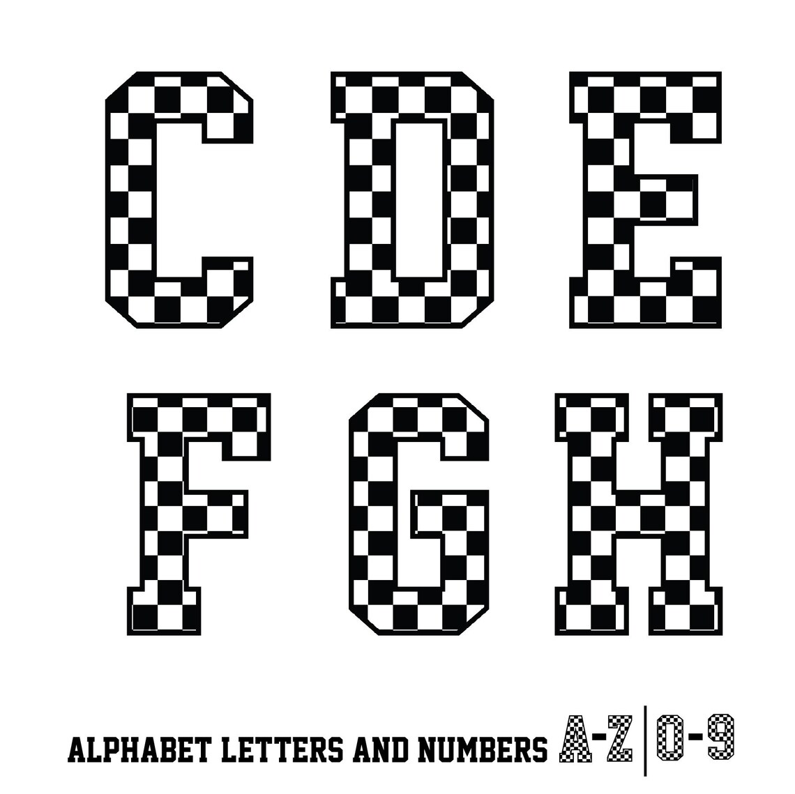 Checkered Alphabet and Numbers PNG Bundle, Racing Flag Letters, High ...