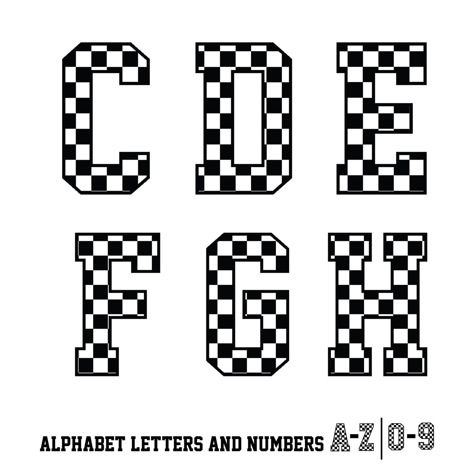 Checkered Alphabet and Numbers PNG Bundle, Racing Flag Letters, High ...
