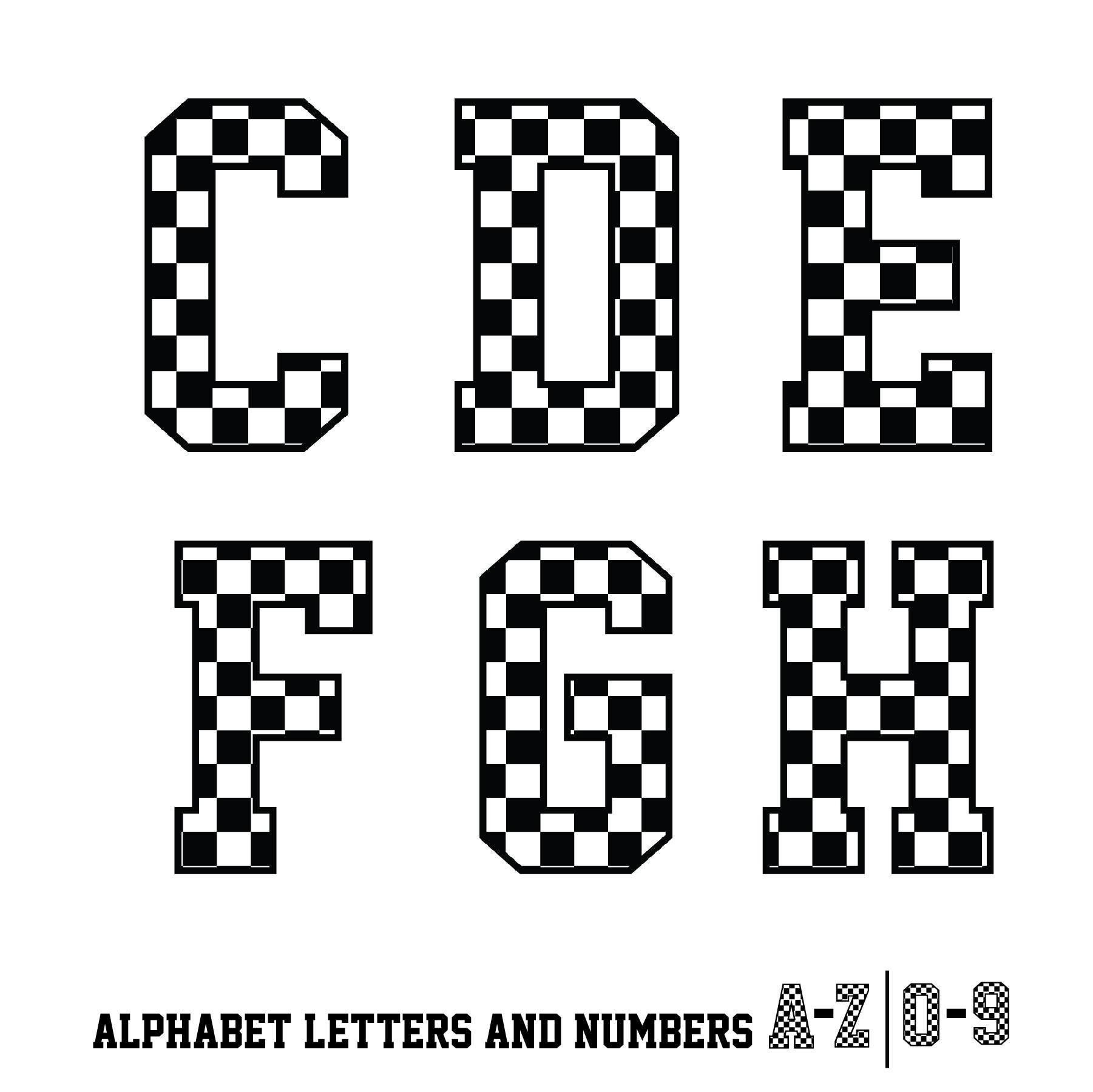 Checkered Alphabet and Numbers PNG Bundle, Racing Flag Letters, High ...