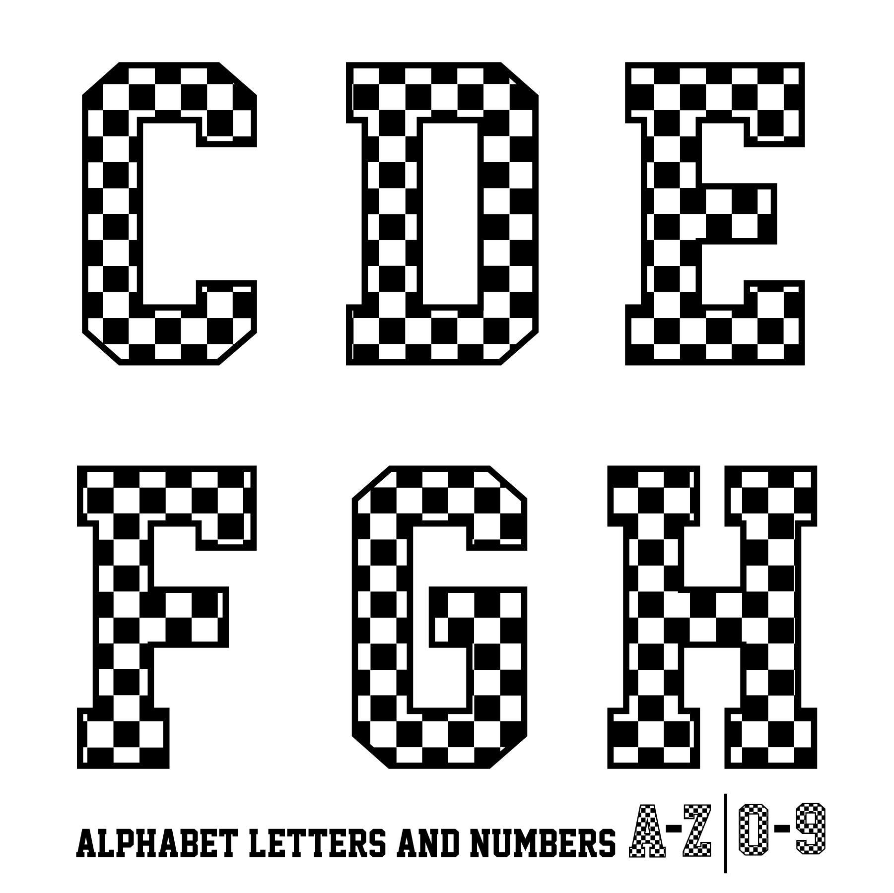 Small Checkered Alphabet and Numbers PNG Bundle, Racing Flag Letters ...