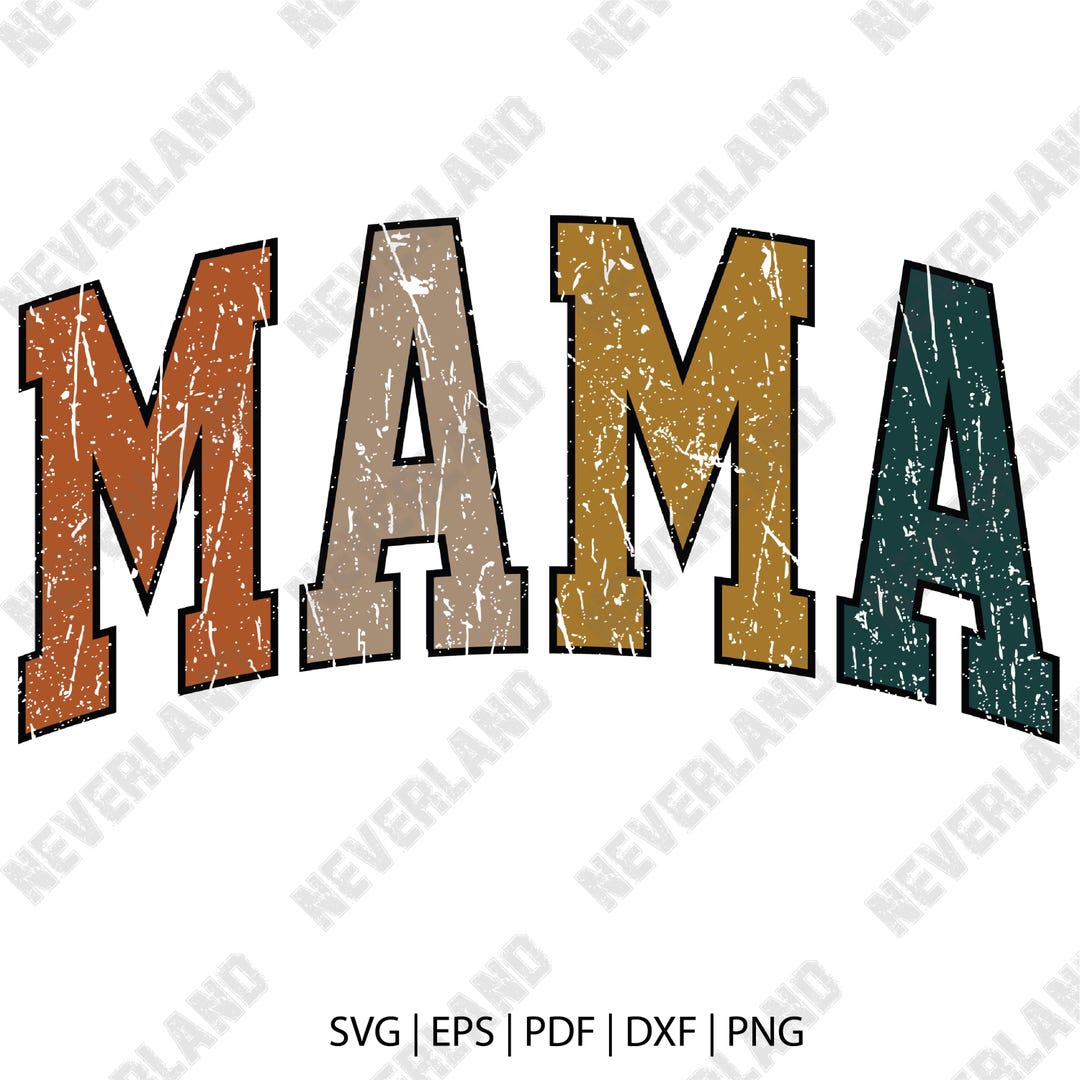 Retro Mama Mini Distress SVG, Grunge Mama PNG, Distressed Varsity Mom ...