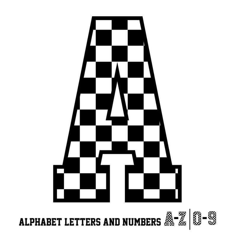 Small Checkered Alphabet and Numbers PNG Bundle, Racing Flag Letters ...
