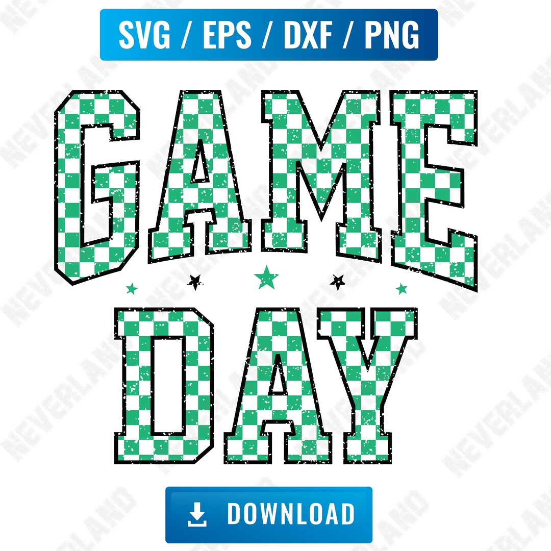 Retro Checkered Game Day Green PNG, SVG, PDF, Dxf, Eps Files for ...