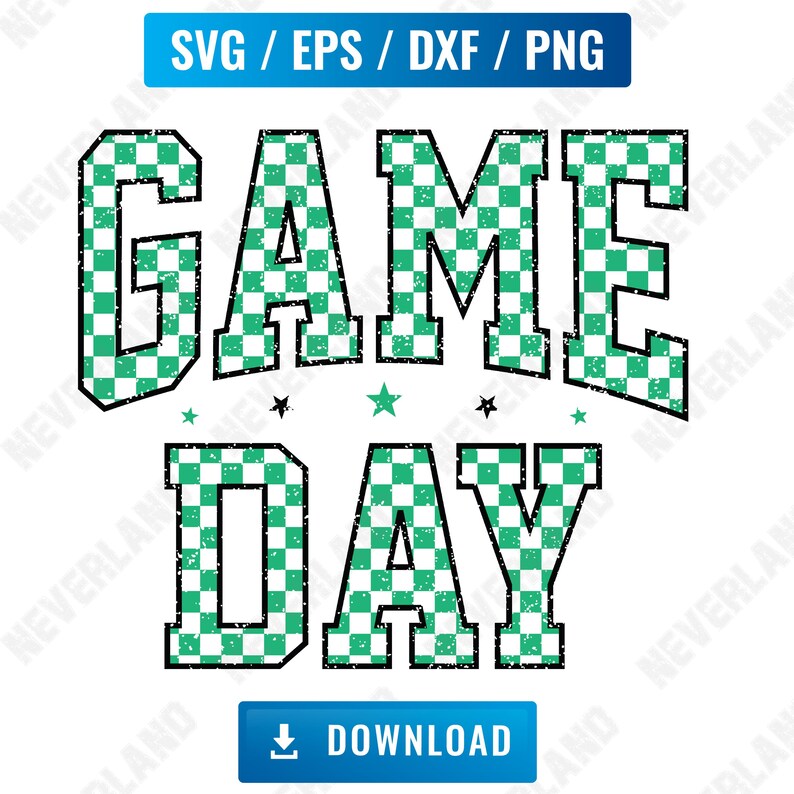 Retro Checkered Game Day Green PNG, SVG, PDF, Dxf, Eps Files for Sublimation, School Sports ...