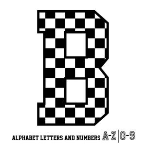 Small Checkered Alphabet and Numbers PNG Bundle, Racing Flag Letters ...