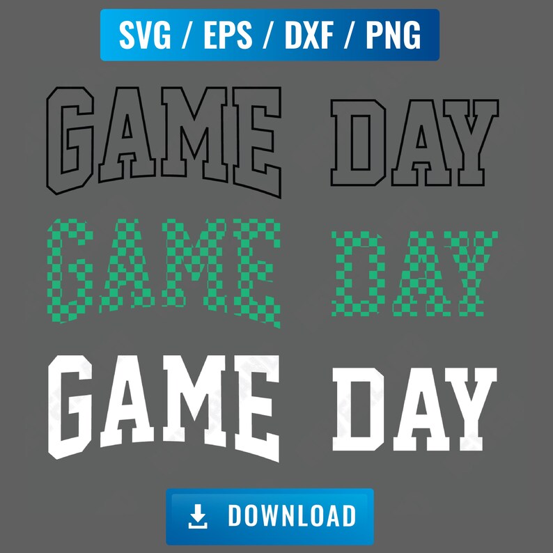 Retro Checkered Game Day Green PNG, SVG, PDF, Dxf, Eps Files for ...