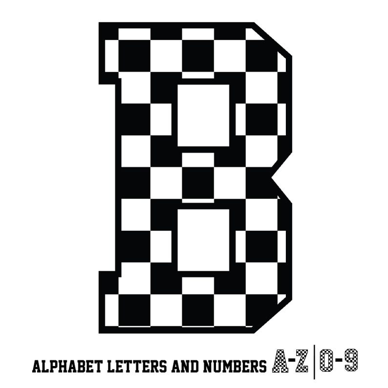 Checkered Alphabet and Numbers PNG Bundle, Racing Flag Letters, High ...