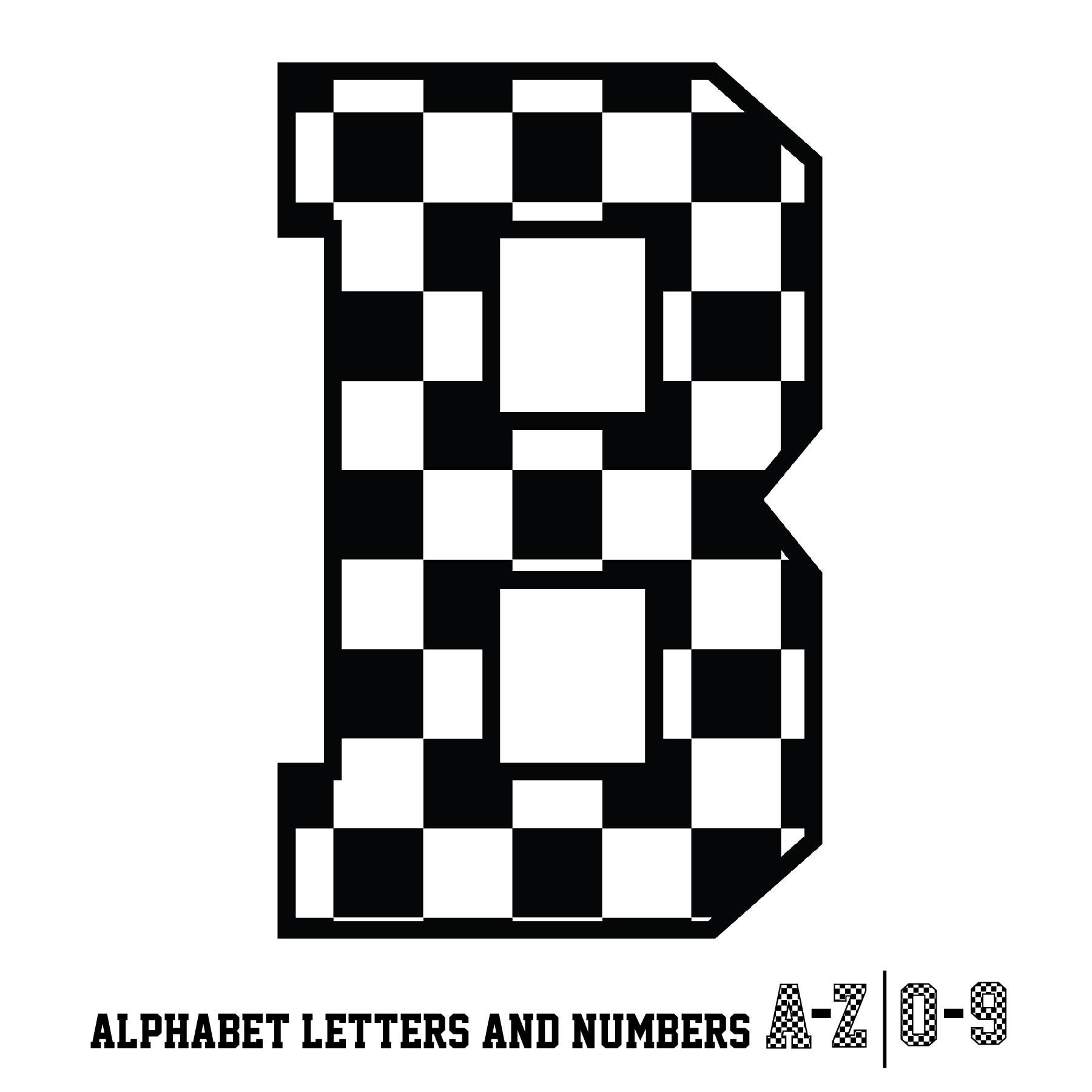 Checkered Alphabet and Numbers PNG Bundle, Racing Flag Letters, High ...