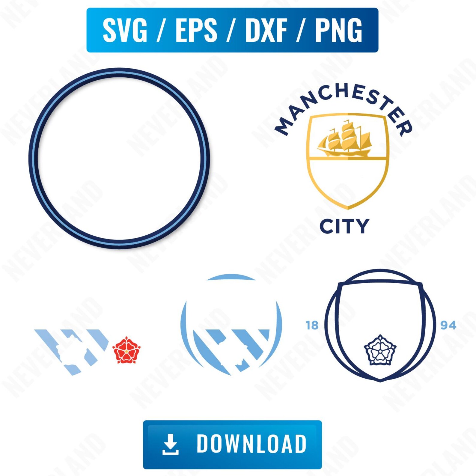 Manchester City SVG, PNG, PDF & Dxf Files T-shirt Design Digital Prints ...