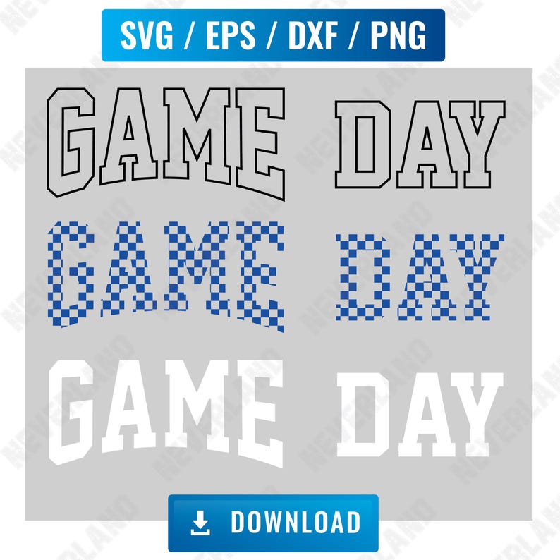 Retro Checkered Game Day Blue – PNG, SVG, PDF, Dxf, Eps Files for ...