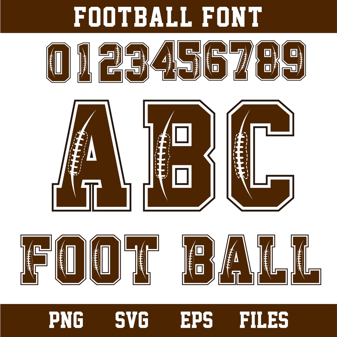 Football SVG Alphabet & Numbers Bundle, Varsity Font SVG, PNG Sports ...
