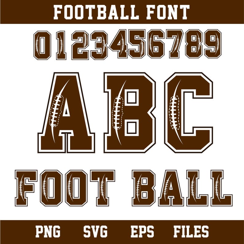 Football SVG Alphabet & Numbers Bundle, Varsity Font SVG, PNG Sports ...