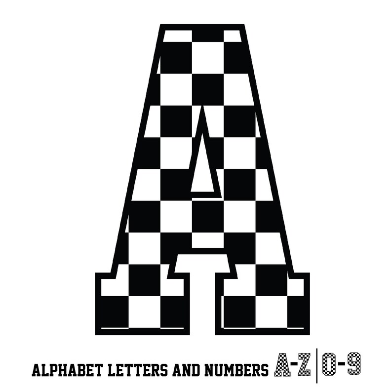 Checkered Alphabet and Numbers PNG Bundle, Racing Flag Letters, High ...