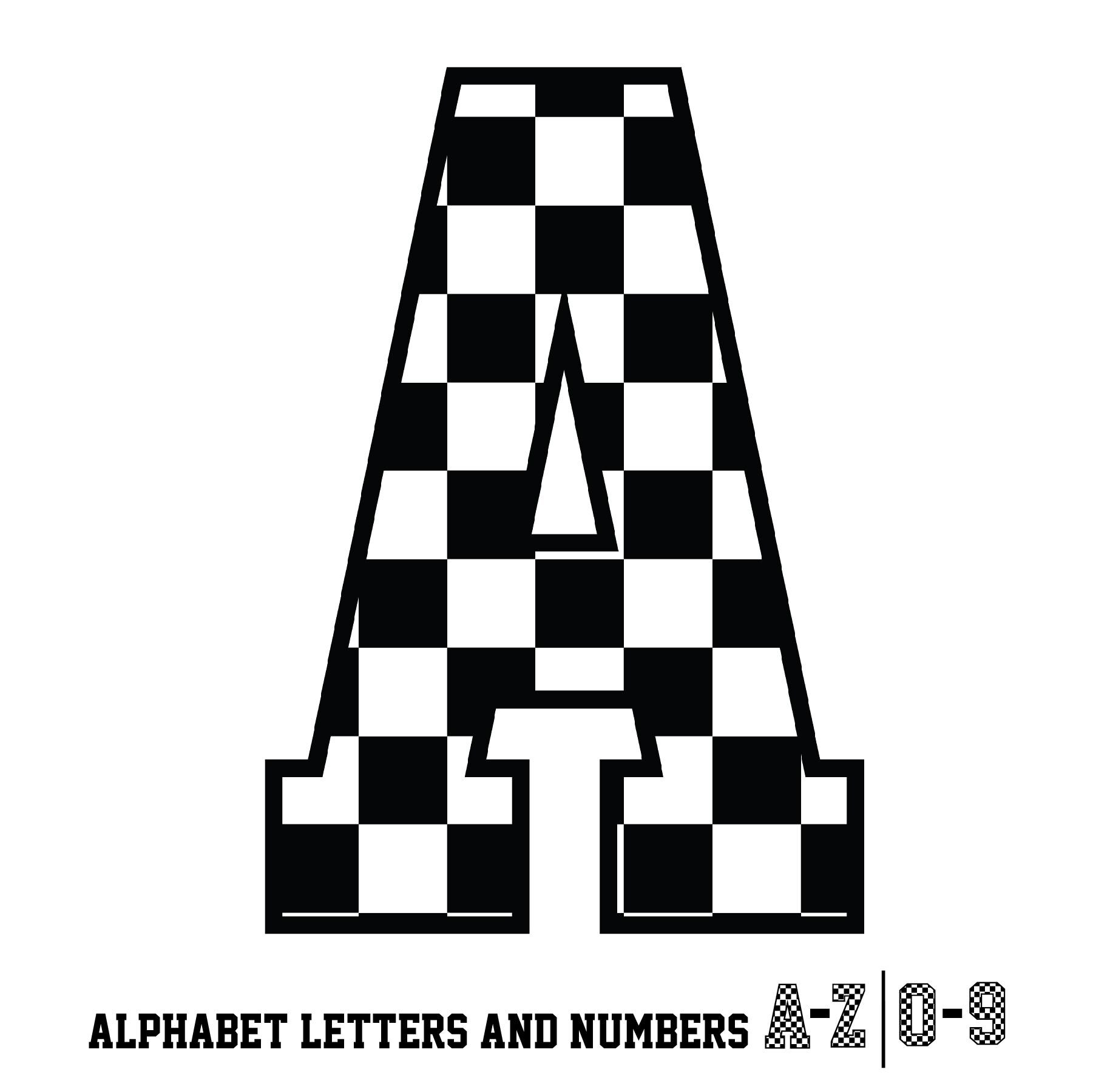 Checkered Alphabet and Numbers PNG Bundle, Racing Flag Letters, High ...