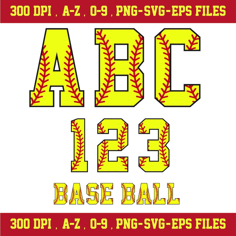 Softball Font and Numbers - Etsy