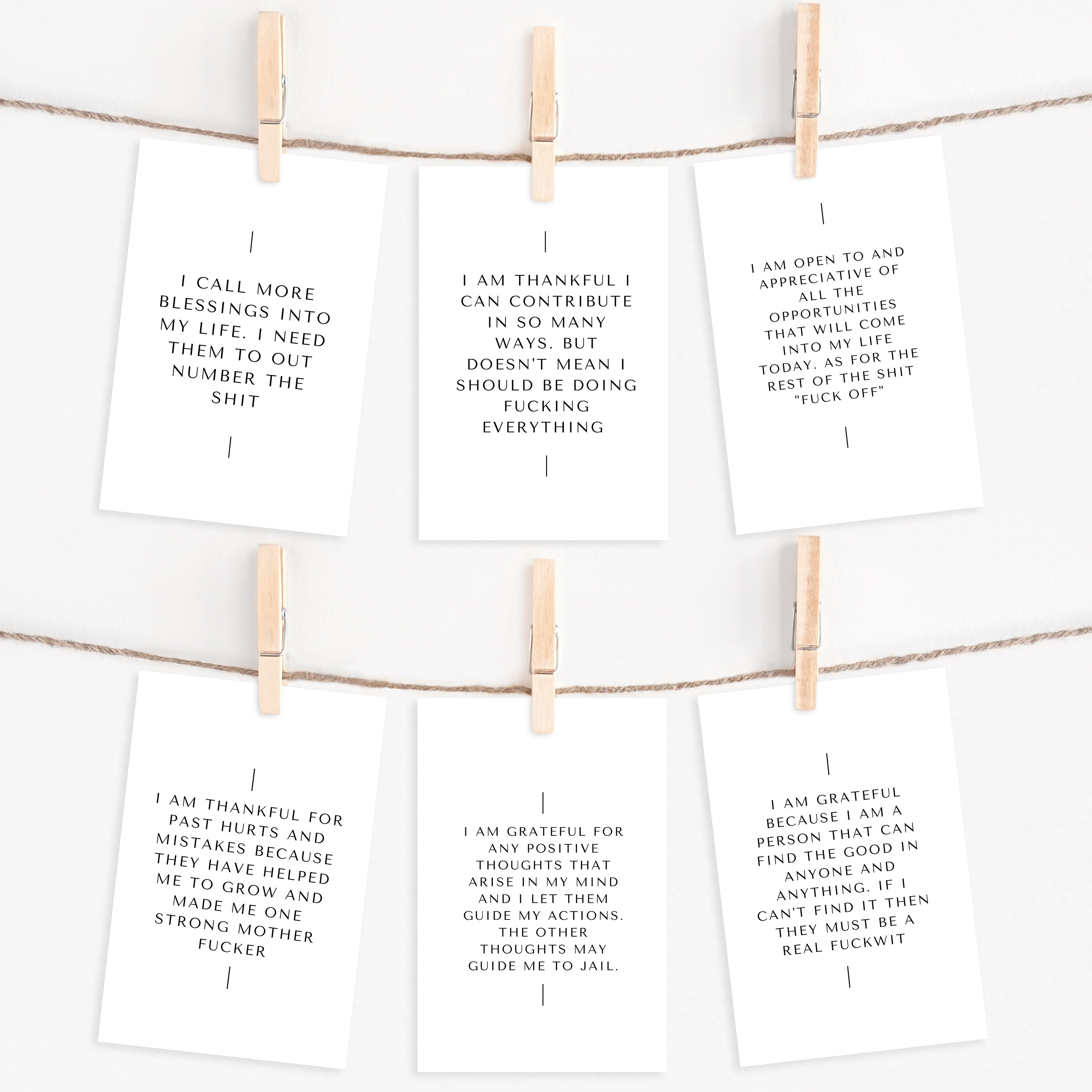 Printable Gratitude Affirmation Cards Funny Swearing Affirmations Deck ...