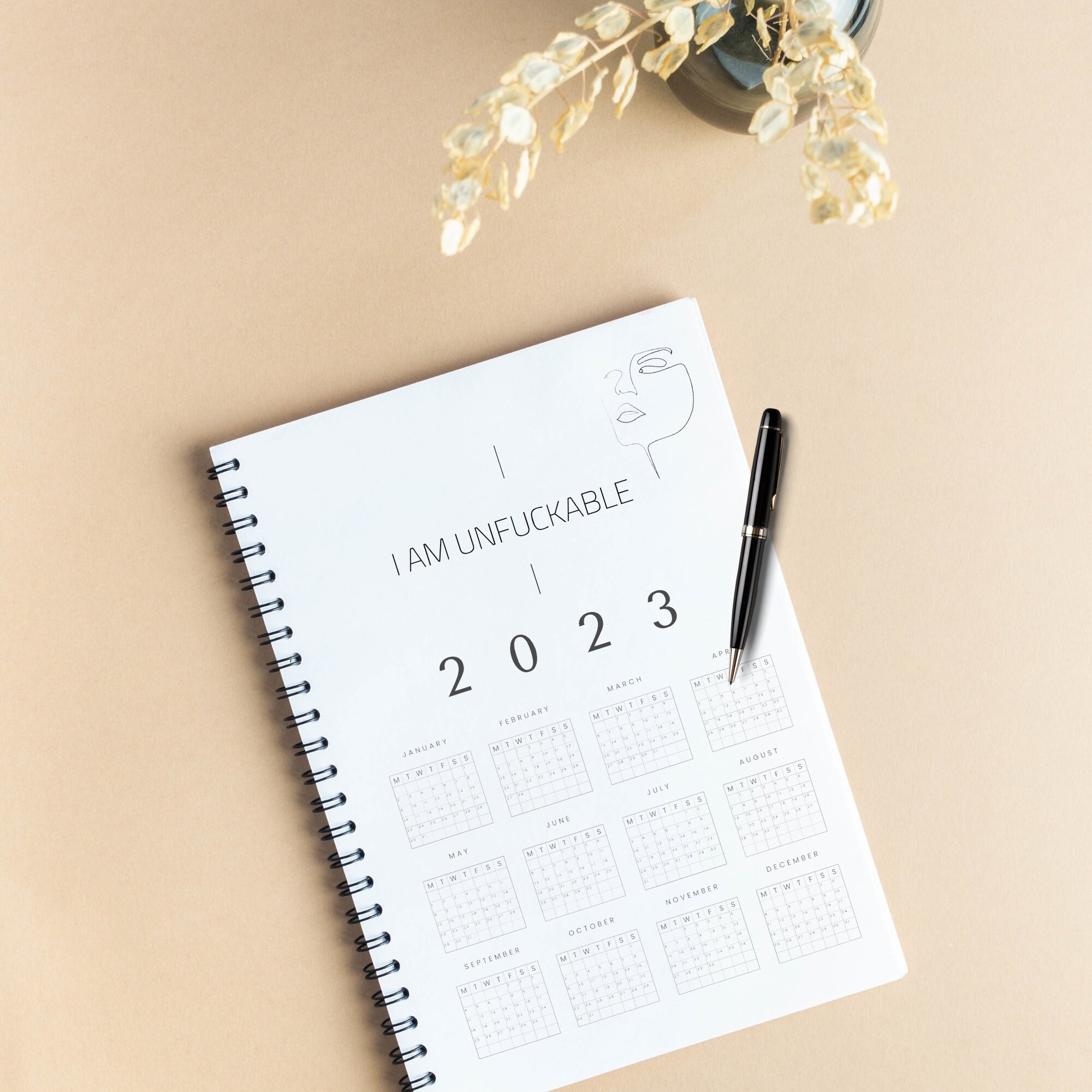 Printable 2023 Calendar | Notebook | Wall Calendar | Funny Affirmation ...