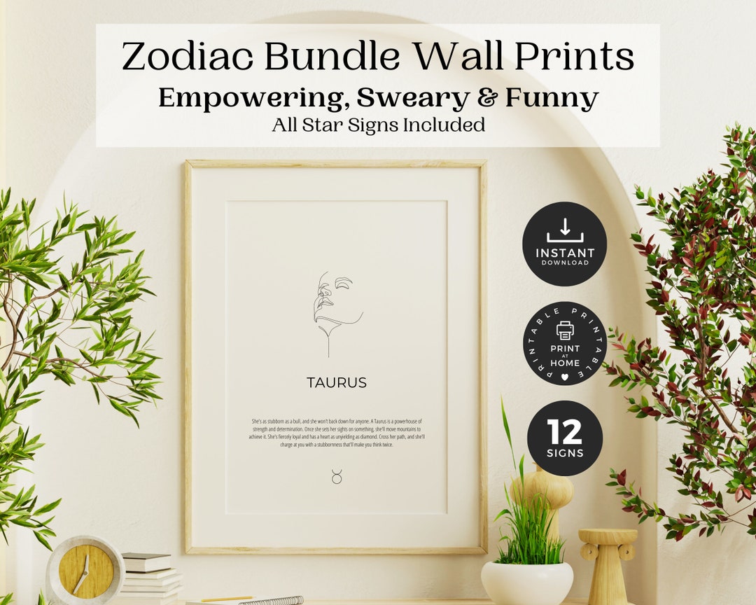 Zodiac Signs Funny, Star Sign Poster Printable, Zodiac Bundle ...