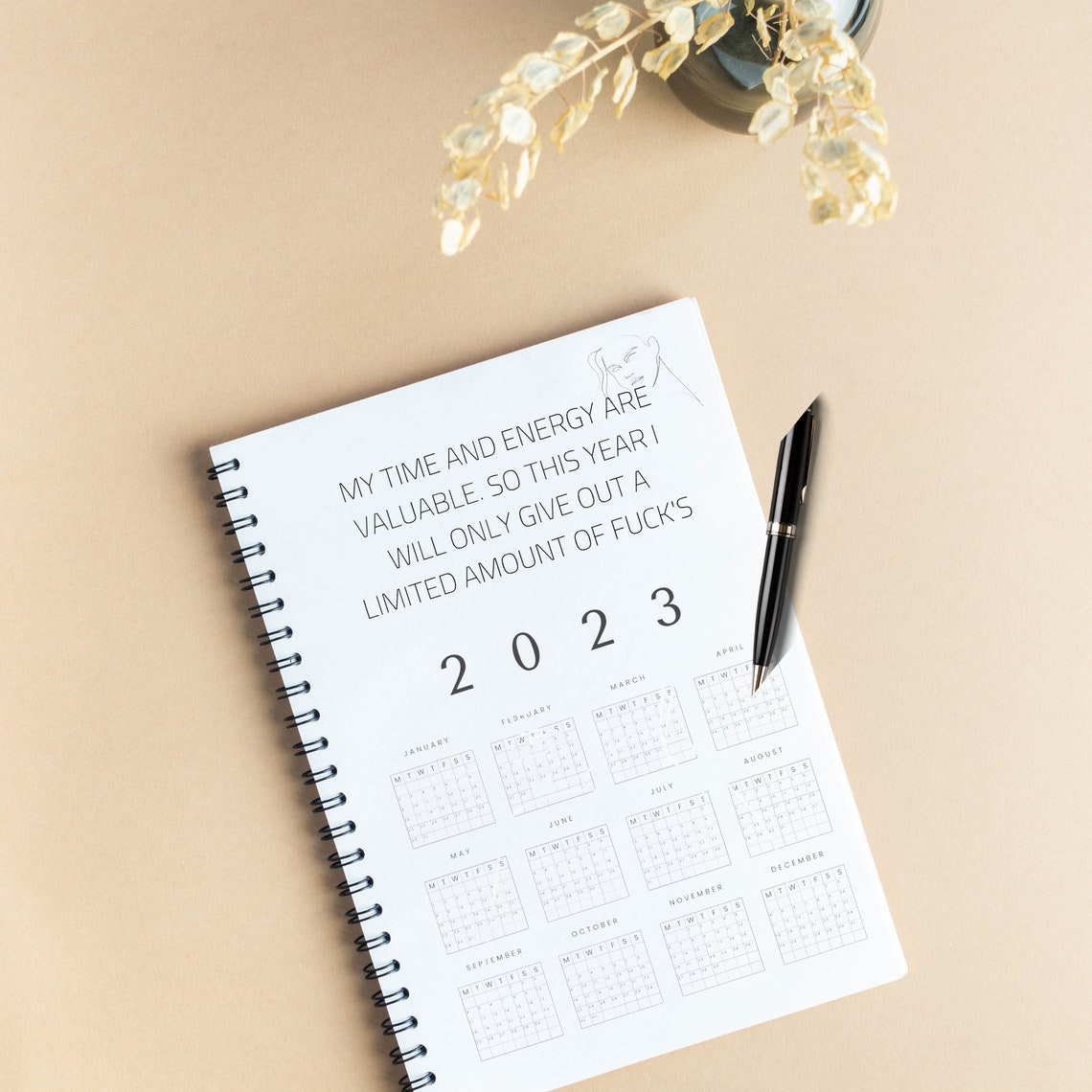 Printable 2023 Calendar | Notebook | Wall Calendar | Funny Affirmation ...