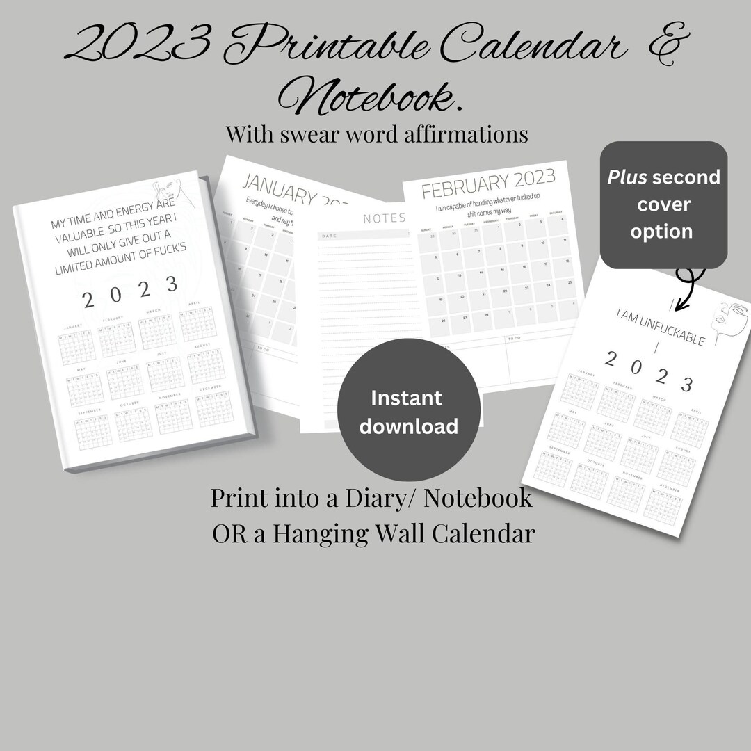 Printable 2023 Calendar Notebook Wall Calendar. Lots of - Etsy