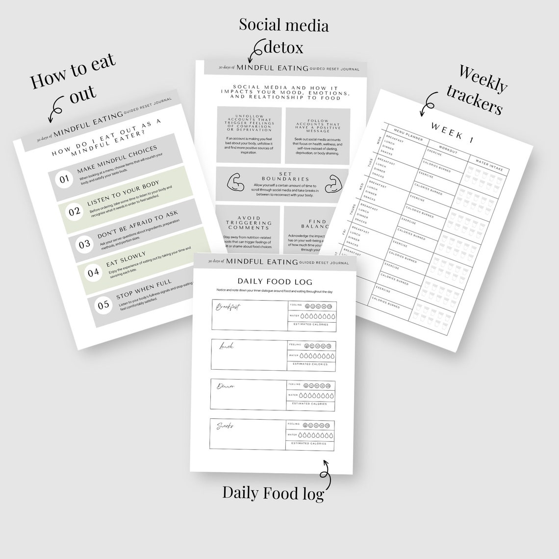 Mindful Eating Nutrition Journal, Health Intuitive Eating Habit Tracker ...