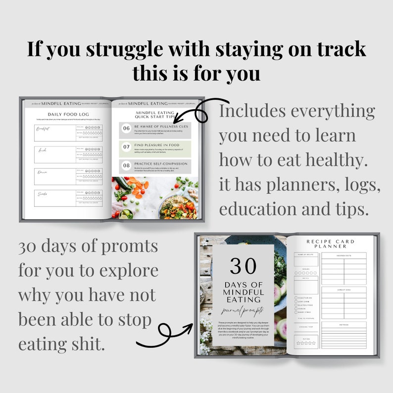 Mindful Eating Nutrition Journal, Health Intuitive Eating Habit Tracker ...