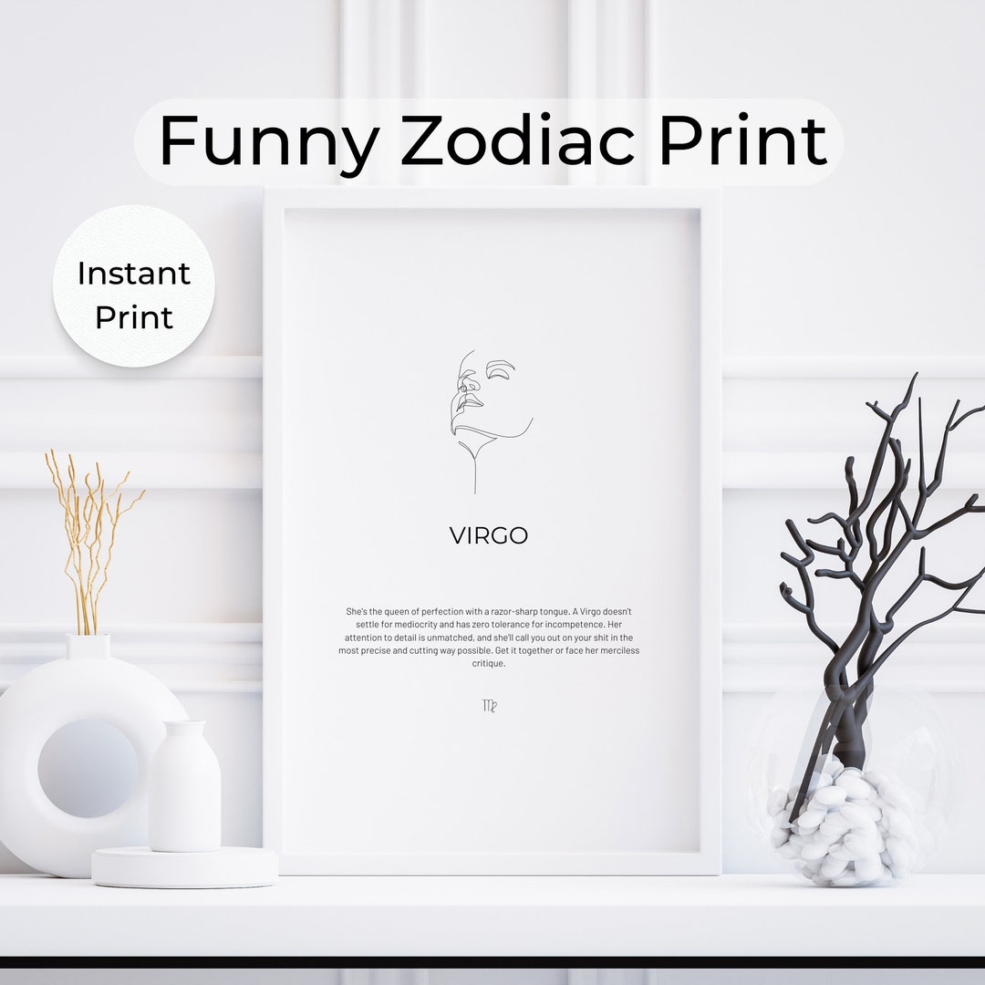 Virgo Print Star Sign Printable Zodiac Signs Funny - Etsy