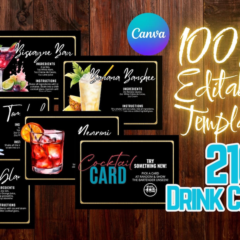 Cocktail Cards - Etsy
