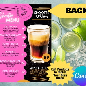 100% Editable Half Pink Cocktail Menu Design - Canva Template With Free ...