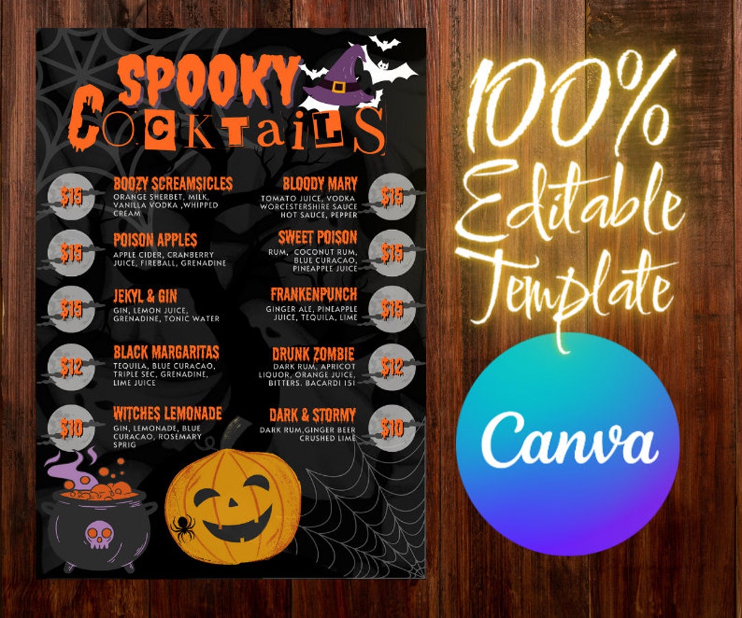 Create the Perfect Halloween Cocktail & Shooter Menu - Double Sided ...